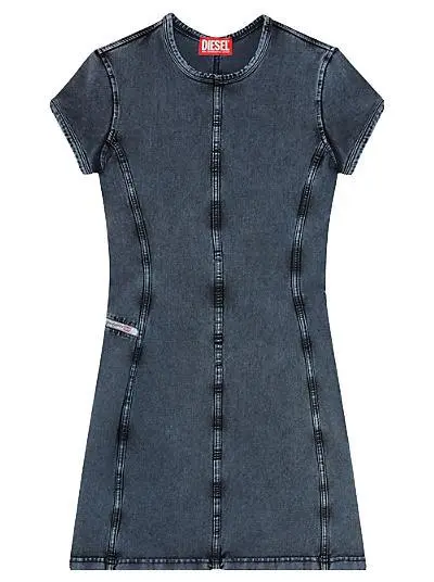 Diesel Denim-effect Stretch-cotton Jersey Mini Dress - 01a