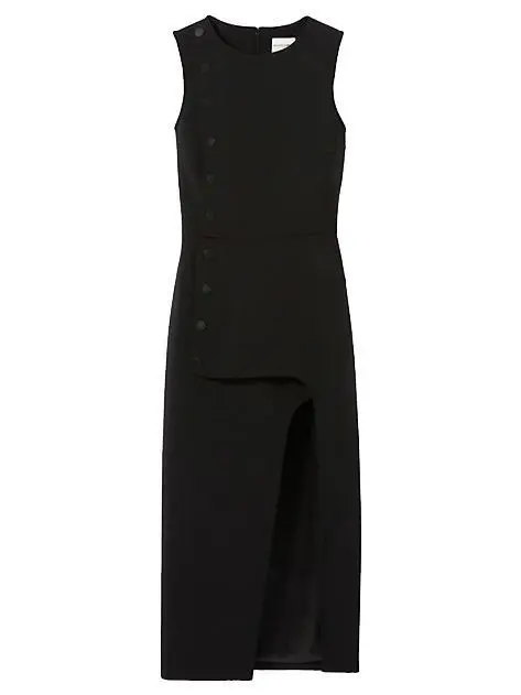 Claudie Pierlot Button-down Round-neck Midi Dress - Black