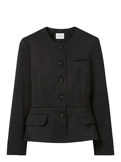 Claudie Pierlot Round-neck Slim-fit Satin Jacket - Black