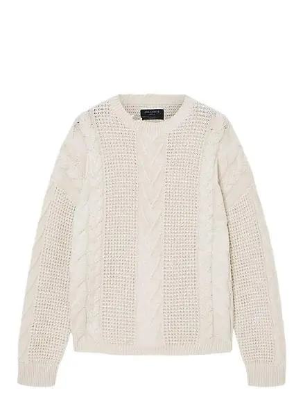 ALLSAINTS Tenter Crewneck Wool And Cotton-blend Jumper - Ecru White