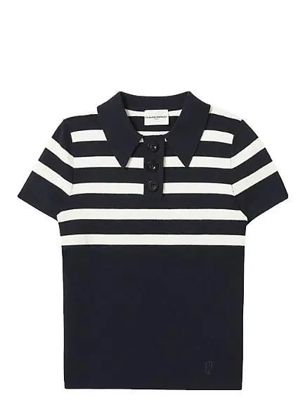 Claudie Pierlot Striped Slim-fit Stretch-knit Polo Shirt - Dual-color