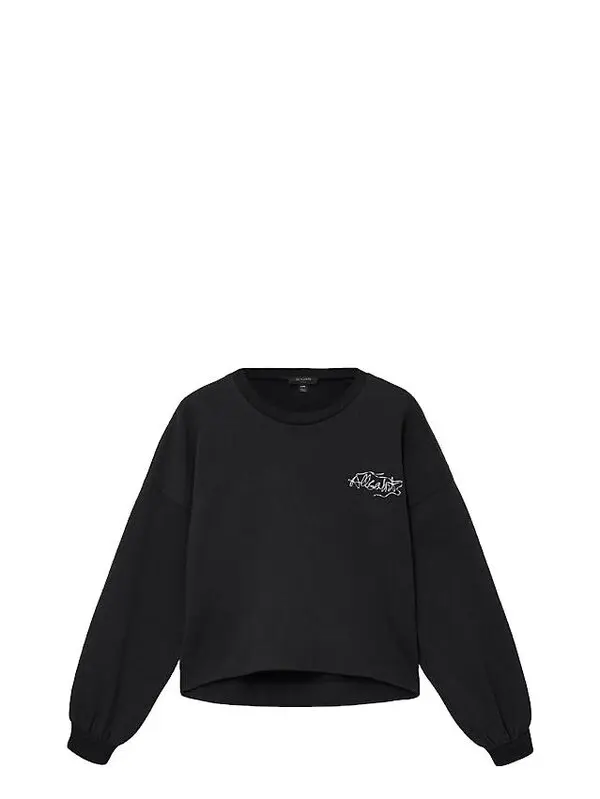 ALLSAINTS Lila Branded-print Cotton-jersey Sweatshirt - Washed Black