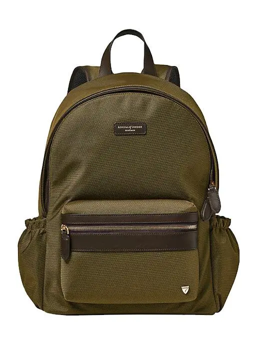 ASPINAL OF LONDON Logo-embellished Woven Backpack - Khaki