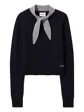 Claudie Pierlot Wool-cashmere Blend Jumper With Scarf Collar - Dual-color