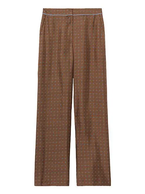 Claudie Pierlot Printed Wide-leg Woven Trousers - Brown Tie