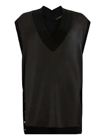 ALLSAINTS Stud-embellished Satin And Wool Tank Top - Black