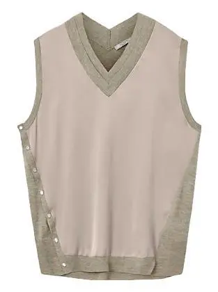 ALLSAINTS Stud-embellished Satin And Wool Tank Top - Taupe Grey