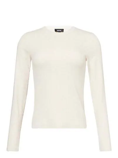 ME+EM Regular-fit Ribbed Stretch-cotton Top - Cream Melange