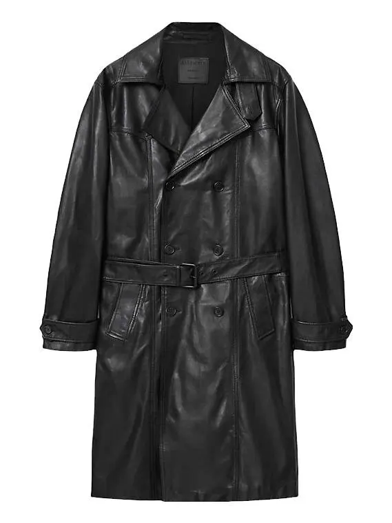 ALLSAINTS Kellett Leather Trench Coat - Black
