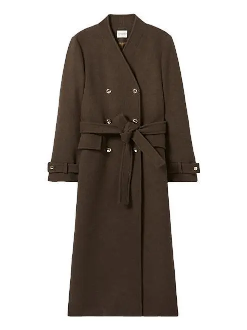 Claudie Pierlot Long Kimono-collar Wool-blend Coat - Khaki