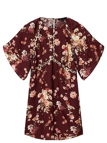 ALLSAINTS Floral-print Lyocell Mini Dress - Armada Wine Re