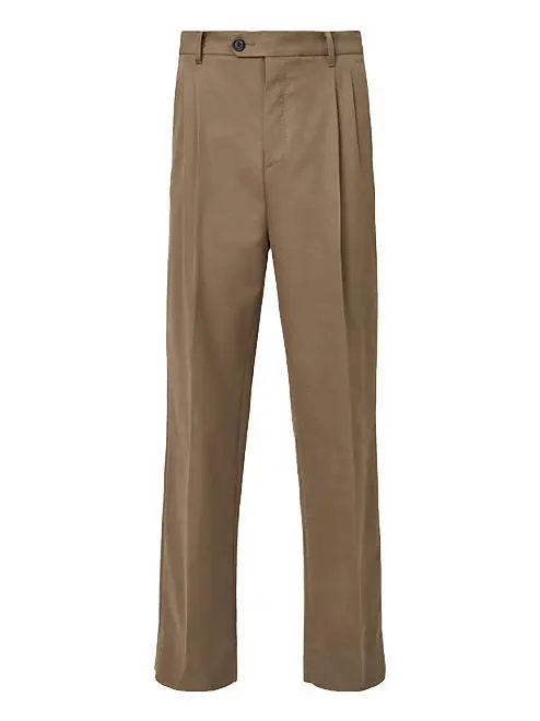 ALLSAINTS Tallis Straight-leg Cotton And Wool-blend Trousers - Baked Brown