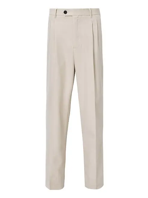 ALLSAINTS Tallis Straight-leg Cotton And Wool-blend Trousers - Feather Taupe