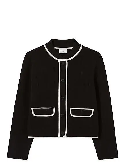Claudie Pierlot Contrast-trim Ribbed Knitted Cardigan - Dual-color