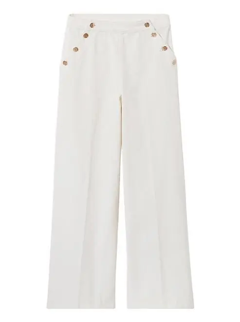 Claudie Pierlot Button-embellished Wide-leg Corduroy Trousers - Ecru