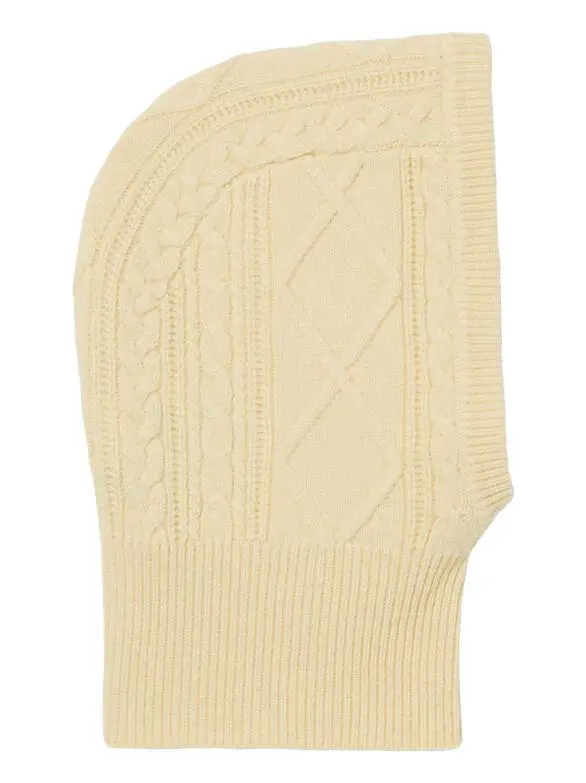 Claudie Pierlot Cable-knit Wool And Cashmere-blend Balaclava - Baby Yellow