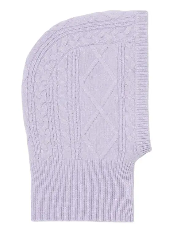 Claudie Pierlot Cable-knit Wool And Cashmere-blend Balaclava - Light Purple