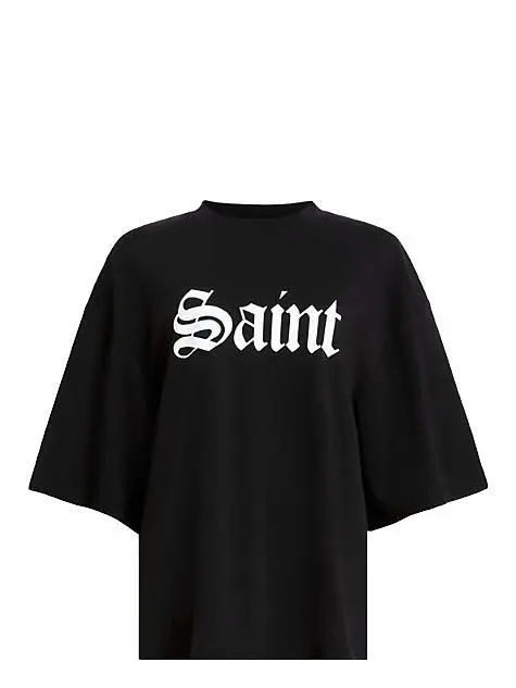 ALLSAINTS Amelie Branded-print Cotton-jersey T-shirt - Black
