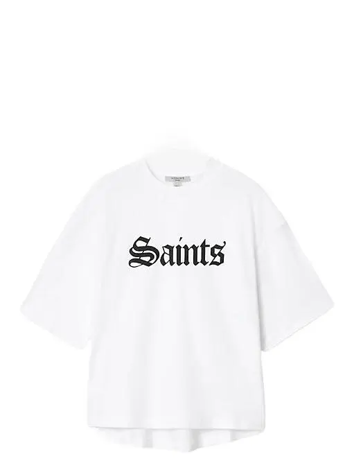 ALLSAINTS Amelie Branded-print Cotton-jersey T-shirt - Optic White