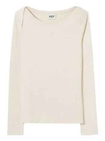 Claudie Pierlot Logo-embroidered Long-sleeve T-shirt - Ecru