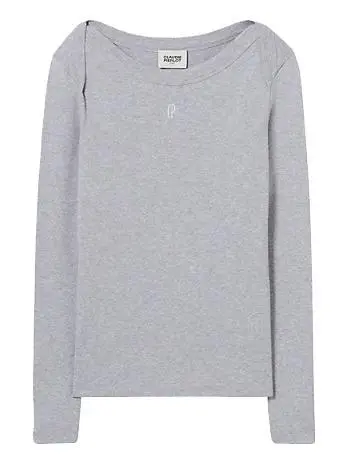 Claudie Pierlot Logo-embroidered Long-sleeve T-shirt - Gris