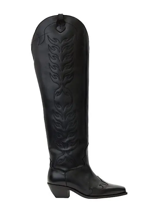 ALLSAINTS Landon Western Leather Knee-high Boots - Black