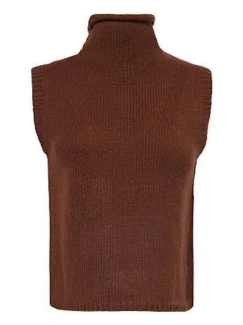 ME+EM High-neck Sleeveless Knitted Cashmere Vest - Chestnut Brown
