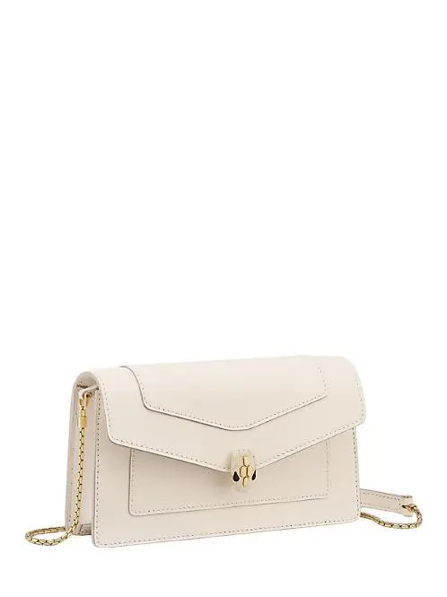 BVLGARI Serpenti Forever Chain Leather Pochette - White