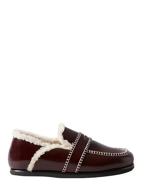 Claudie Pierlot Shearling-lined Leather Mules - Burgundy