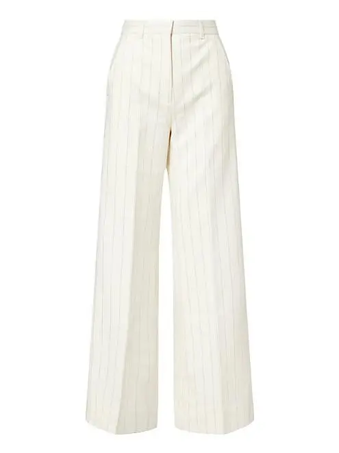 ME+EM Metallic Pinstripe Straight-leg Woven Trousers - Ivory/gold