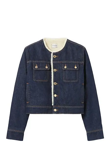 Claudie Pierlot Round-neck Denim Trucker Jacket - Brut Denim