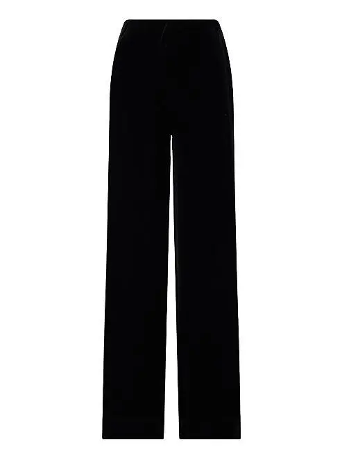 ME+EM Wide-leg Velour Palazzo Trousers - Black
