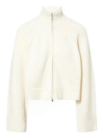 ME+EM High-neck Merino-wool And Cashmere Knitted Jacket - Cream