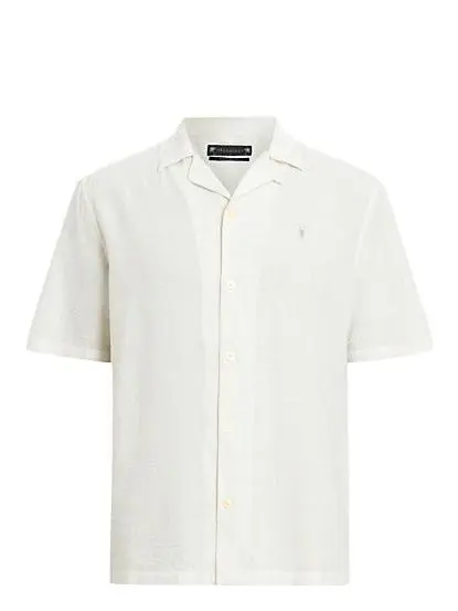 ALLSAINTS Admon Short-sleeved Stretch-cotton Shirt - Jetstream Whit