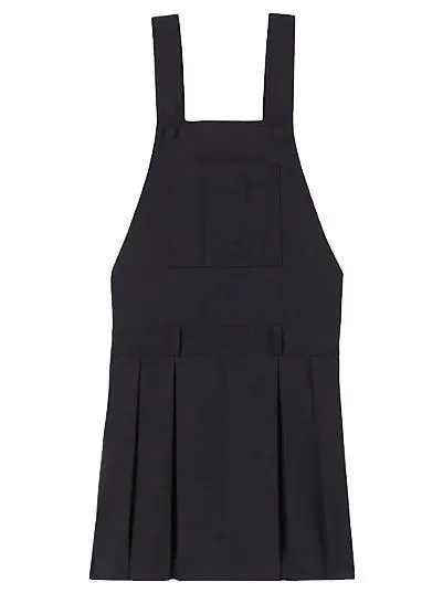 Claudie Pierlot Pinafore Pleated Wool-blend Mini Dress - Navy