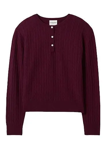 Claudie Pierlot Henley-neck Knitted Wool And Cashmere Jumper - Burgundy