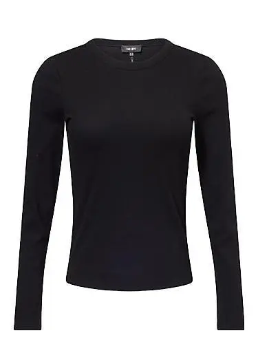 ME+EM Ultimate Ribbed Long-sleeve Stretch-cotton Top - Black
