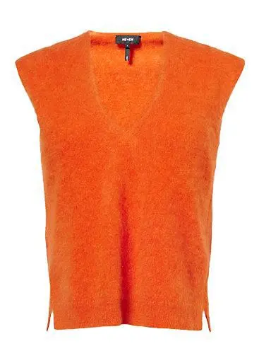 ME+EM V-neck Brushed Cashmere Vest - Paprika Orange
