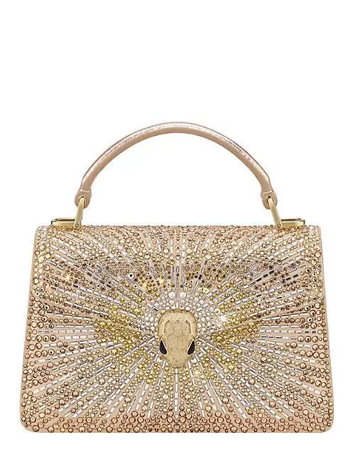 BVLGARI Serpenti Forever Mini Crystal-embellished Top-handle Bag - Gold