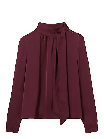 Claudie Pierlot Tie-neck Woven Blouse - Burgundy