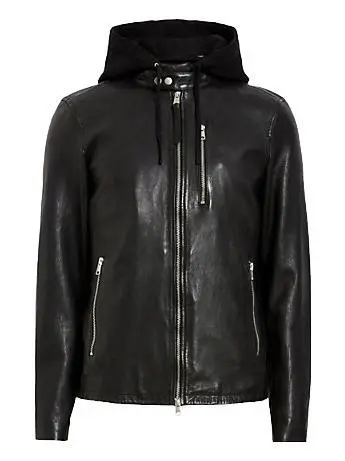 ALLSAINTS Ashton Detachable-hood Leather Jacket - Black