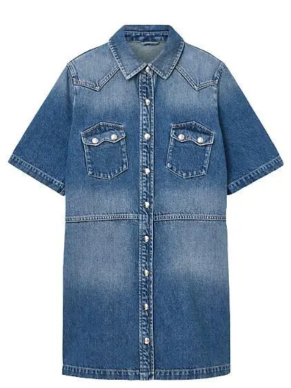 ALLSAINTS Flap-pocket Denim Mini Dress - Mid Indigo