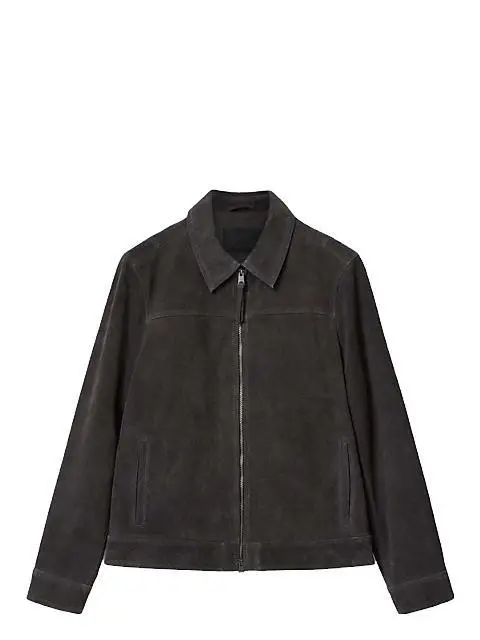 ALLSAINTS Rhone Collared Suede Jacket - Anthracite Gre