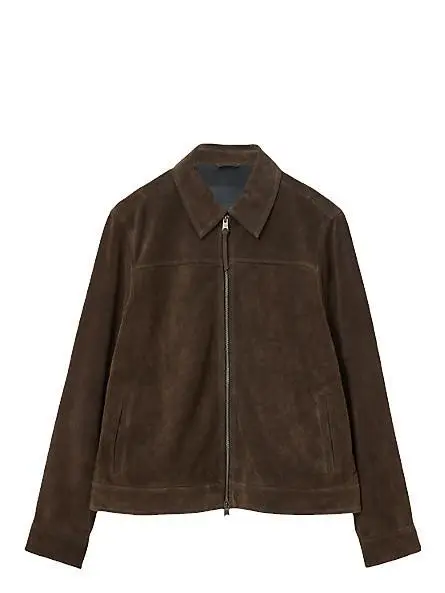 ALLSAINTS Rhone Collared Suede Jacket - Cocoa Brown