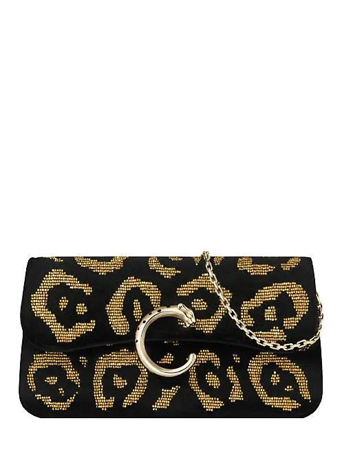 CARTIER Panthère C De Beaded Shoulder Bag - Black