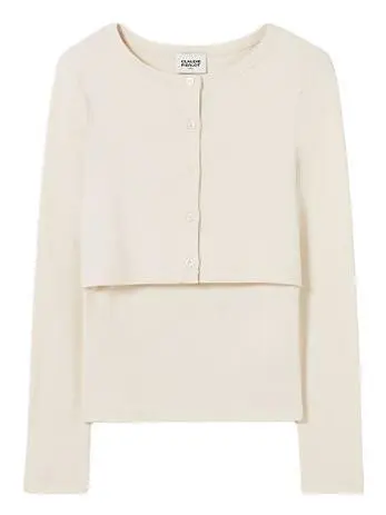 Claudie Pierlot Two-in-one Cardigan And T-shirt Set - Ecru