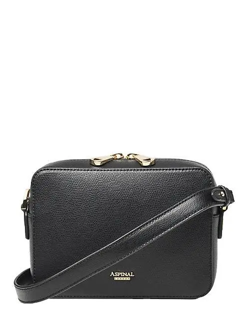 ASPINAL OF LONDON Leather Camera Bag With Logo Plaque - Black