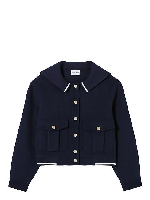 Claudie Pierlot Sailor-collar Wool-blend Jacket - Navy