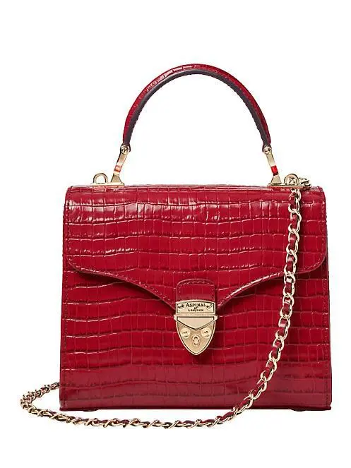 ASPINAL OF LONDON Mayfair Midi Leather Cross-body Bag - Cherry