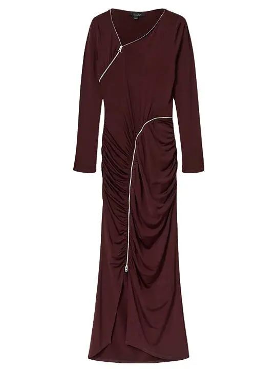 ALLSAINTS Elsie Zip-detail Maxi Dress - Oxblood Red